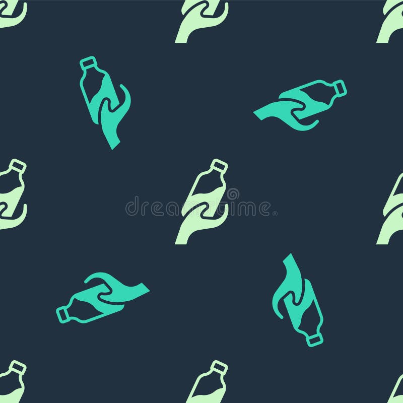 Green and Beige Donation Water Icon Isolated Seamless Pattern on Blue ...