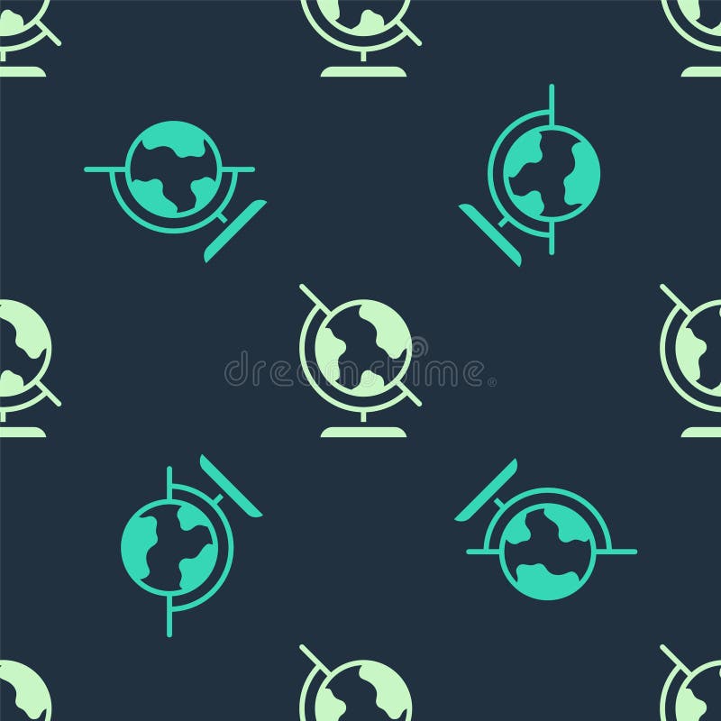 Green and Beige Earth Globe Icon Isolated Seamless Pattern on Blue ...