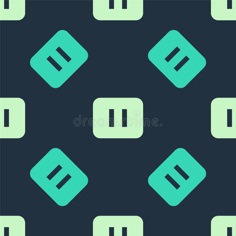 Green and Beige Pause Button Icon Isolated Seamless Pattern on Blue ...