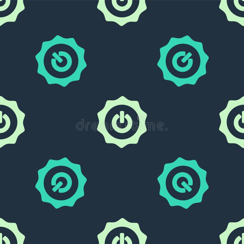 Green and Beige Power Button Icon Isolated Seamless Pattern on Blue ...