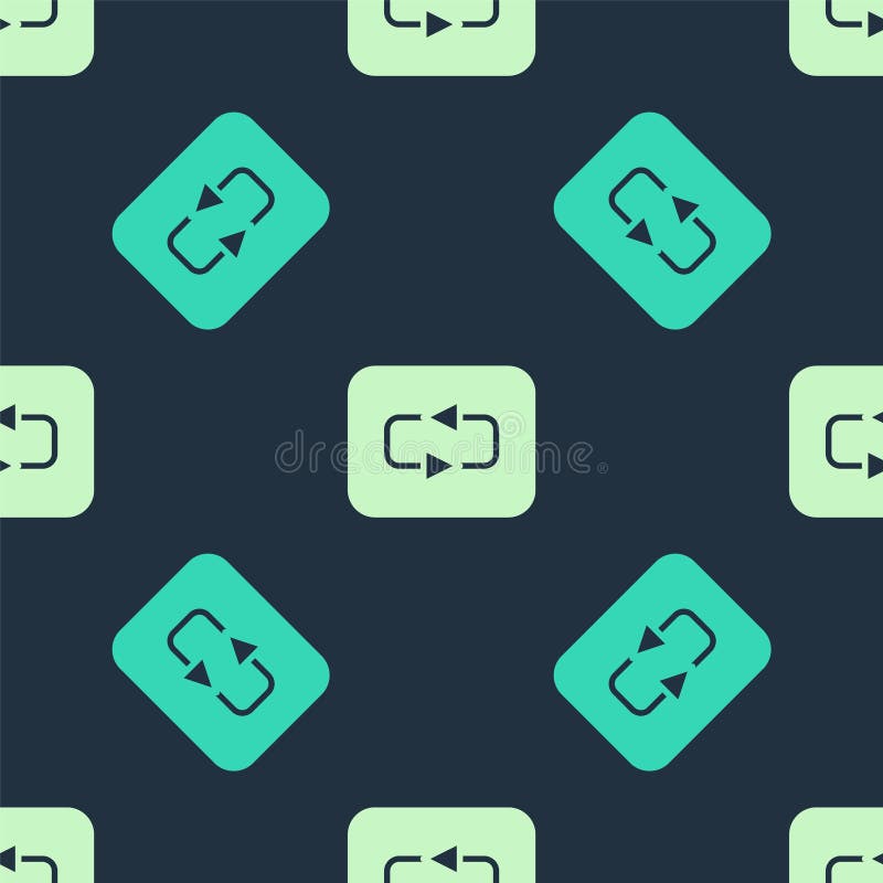 Green and Beige Repeat Button Icon Isolated Seamless Pattern on Blue ...