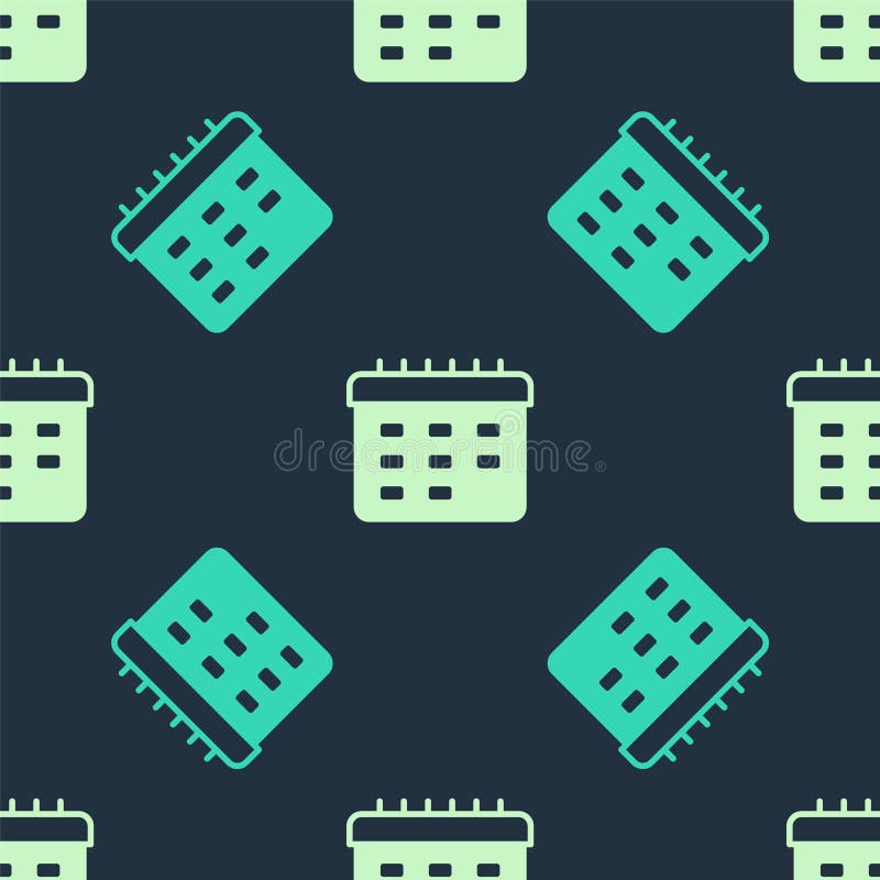Green and Beige School Timetable Icon Isolated Seamless Pattern on Blue ...