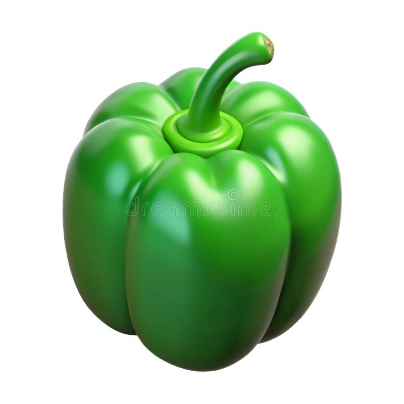 Green Bell Pepper Isolated White Background Vibrant Fresh Appearance ...