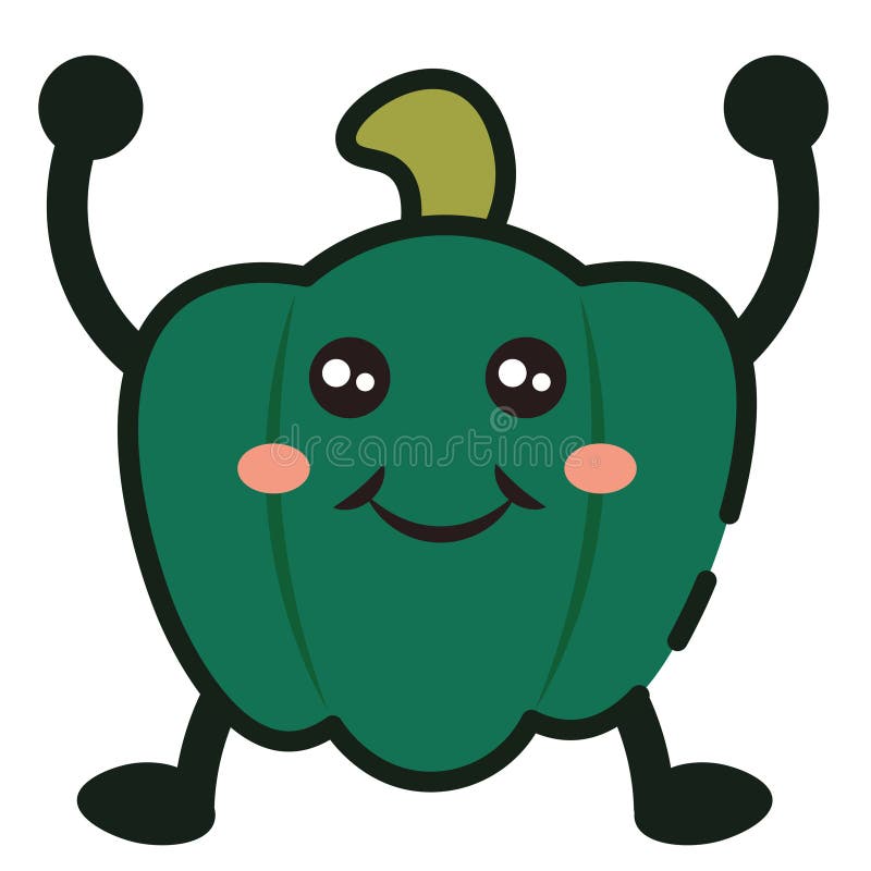 Green Bell Pepper Smile. Vector Stock Vector - Illustration of diet ...