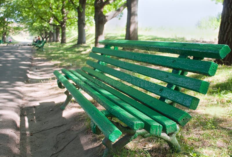 Green bench in a park stock image. Image of bench, wood - 21122659