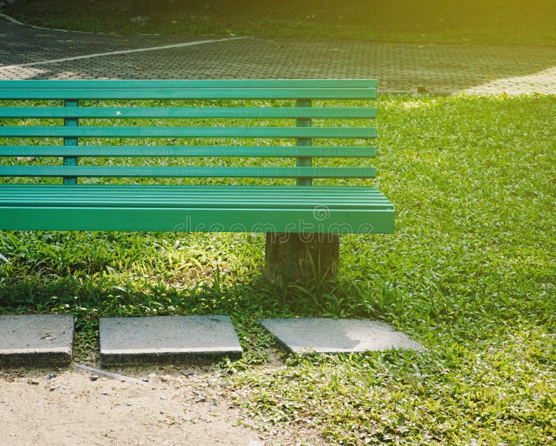 Green bench in park stock photo. Image of landscape, season - 80006720