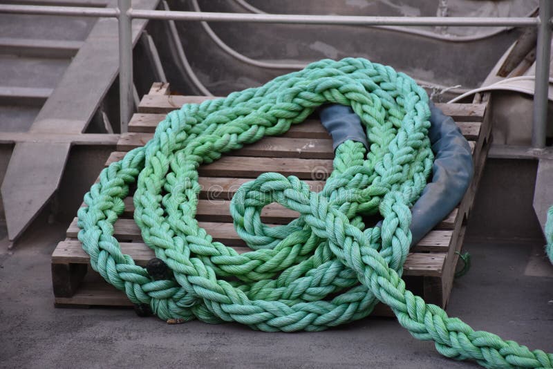 Big Ropes in Piles on Ship Deck Stock Photo - Image of closeup, courier ...