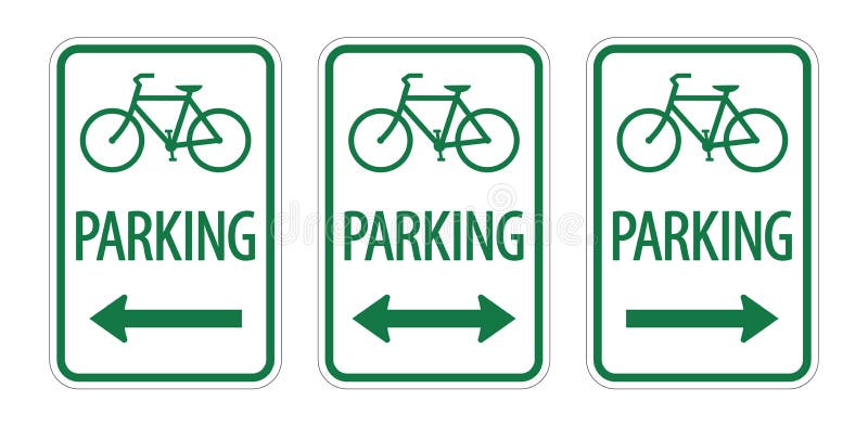 Green Bike Parking Zone Sign Vector Icon Stock Vector - Illustration of ...