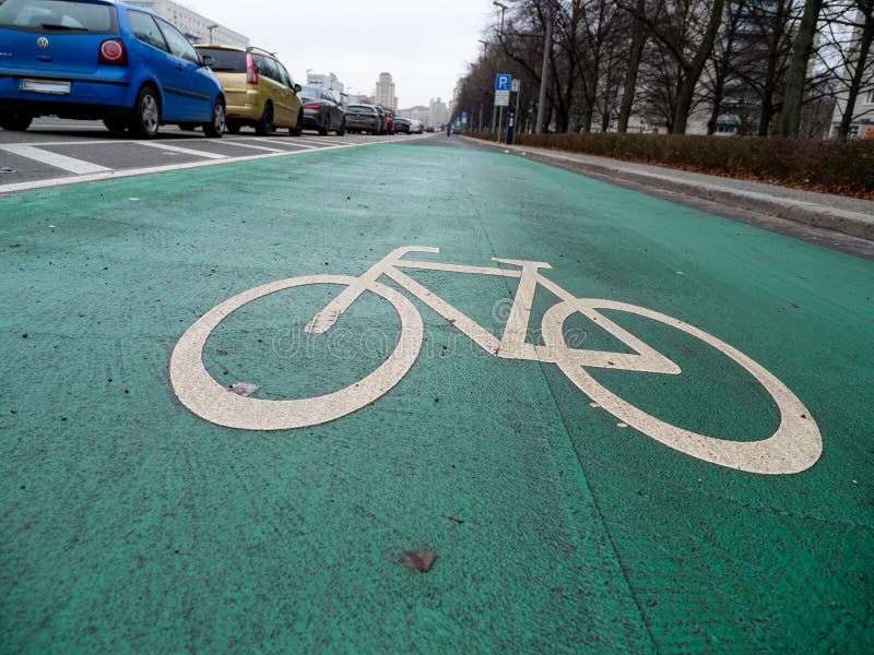 Green bike path stock image. Image of green, traffic - 239475163