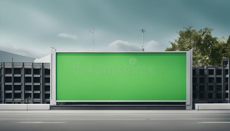 Green Billboard Mockup stock illustration. Illustration of marketing ...