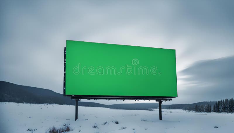 Green Billboard in a Snowy Landscape Stock Photo - Image of isolated ...