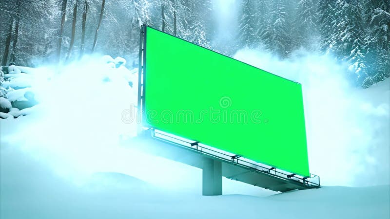 Green Billboard in Snowy Forest Stock Footage - Video of advertising ...
