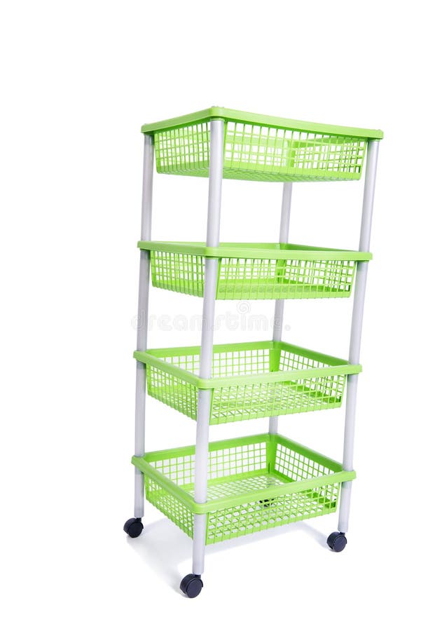 The Green Bin Rack Shelf with Wheels Isolated on White Stock Photo ...