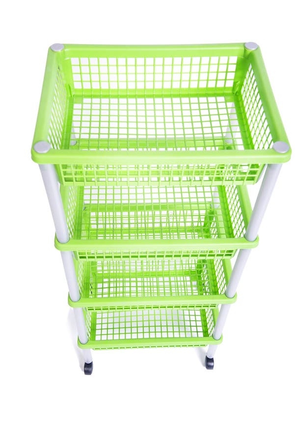 The Green Bin Rack Shelf With Wheels Isolated On White Stock Image ...