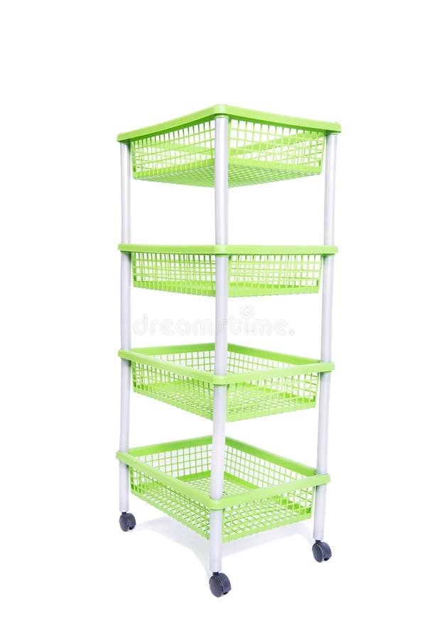 The Green Bin Rack Shelf with Wheels Isolated on White Stock Image ...