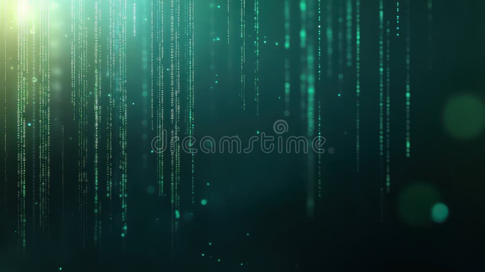 Green Binary Code Background Abstract Technology Digital Data Flow Cybersecurity Programming