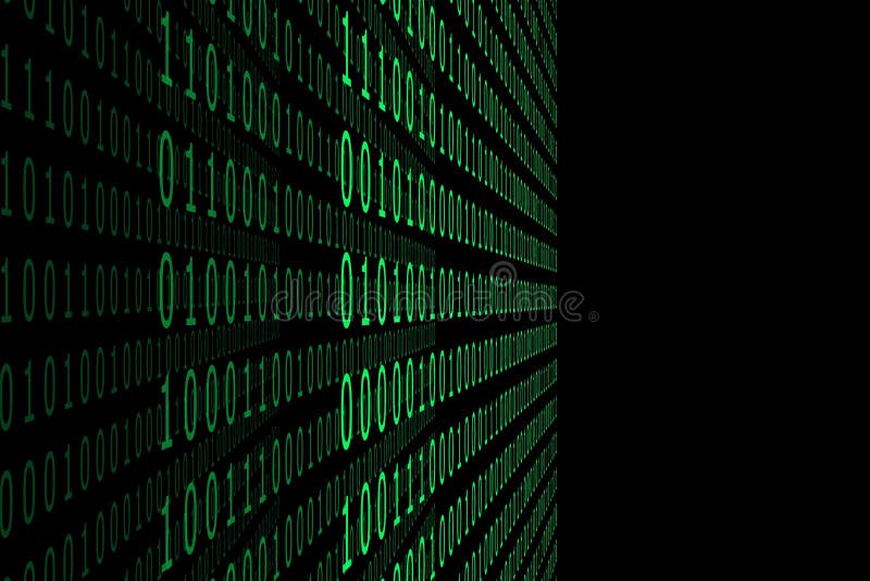Green Binary Code on a Black Background. a Concept of Coding Stock ...