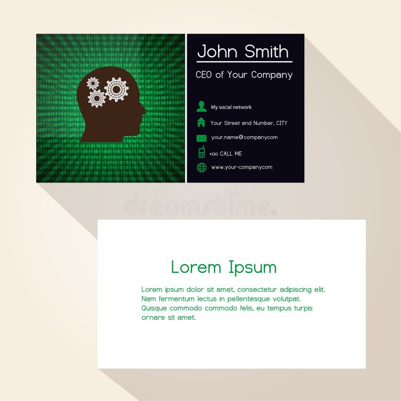 Green Binary Code Digits Abstract Business Card Design Eps10 Stock ...