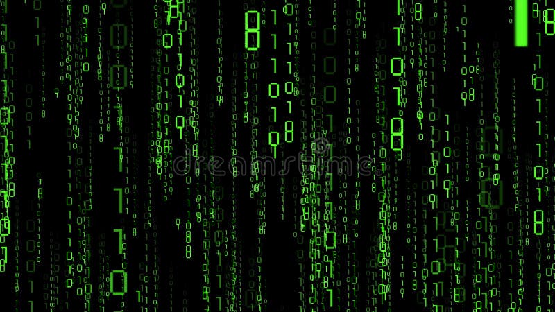 Green Binary Code Falling Down - Matrix Effect- 3D Animation Stock Footage - Video of number ...