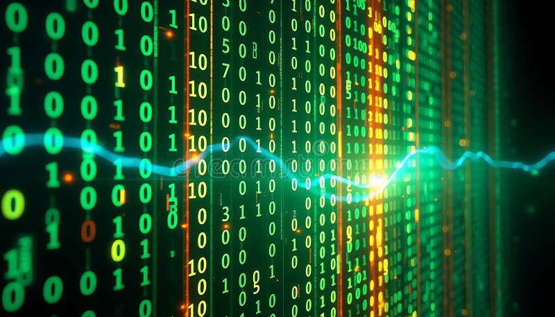 Green Binary Code Rain, Digital Data Stream, Stock Photo, Generative AI Stock Illustration ...