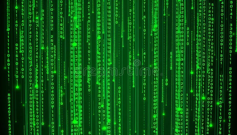 Green Binary Code Rain, Digital Technology, Stock Photo, Generative AI Stock Illustration ...