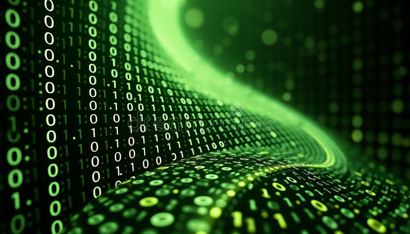 Green Binary Code Stream, Digital Technology Flow, Stock Photo, Generative AI Stock Illustration ...