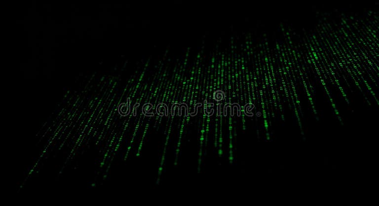 Green Binary Code Streams Downward Against a Black Background, Evoking a Digital Stock ...