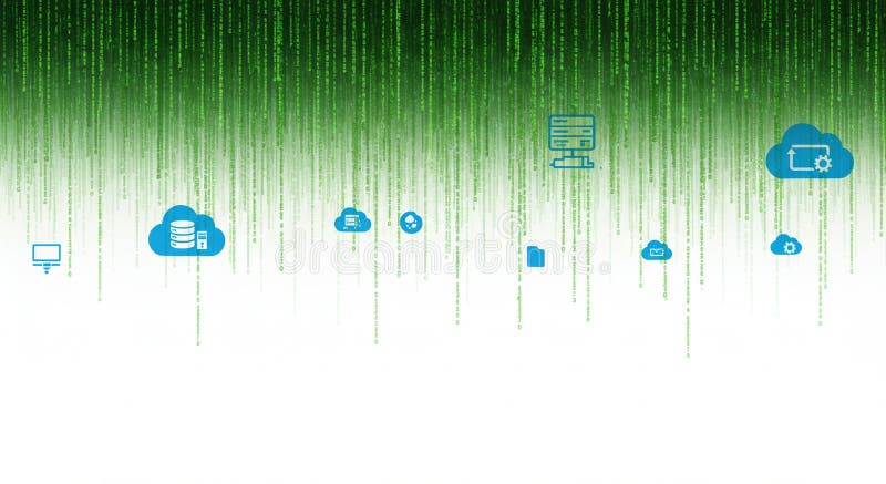 Green Binary Code Streams Vertically from Top To Bottom, Reminiscent of ...