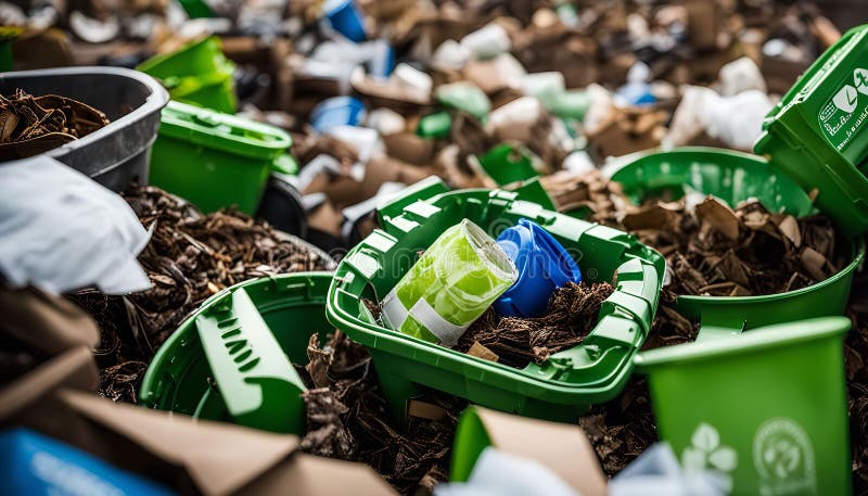 Green Bins of Compost stock illustration. Illustration of cardboard ...