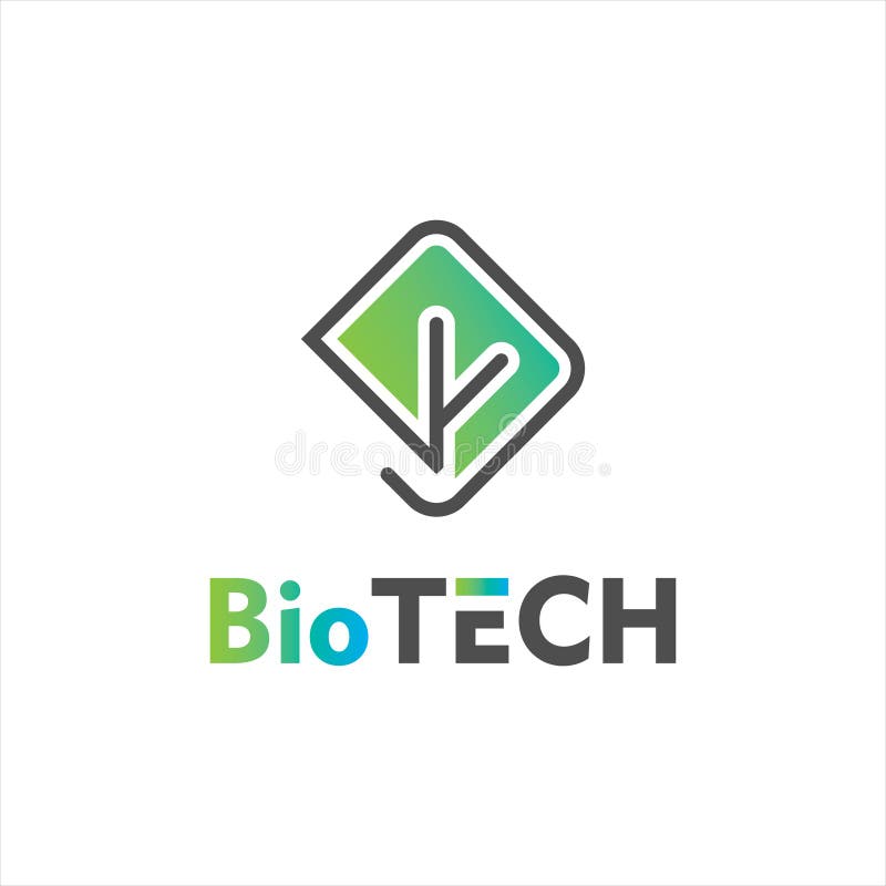 Green Bio Technology Logo Design Template with Leaf Vector Graphic ...