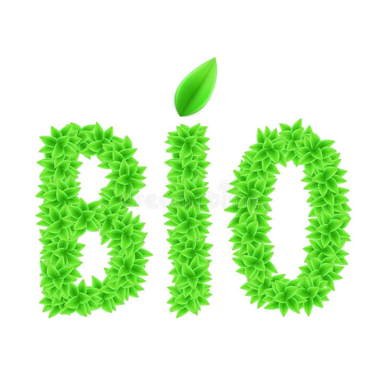 Green bio text. stock vector. Illustration of leaf, flora - 35794390