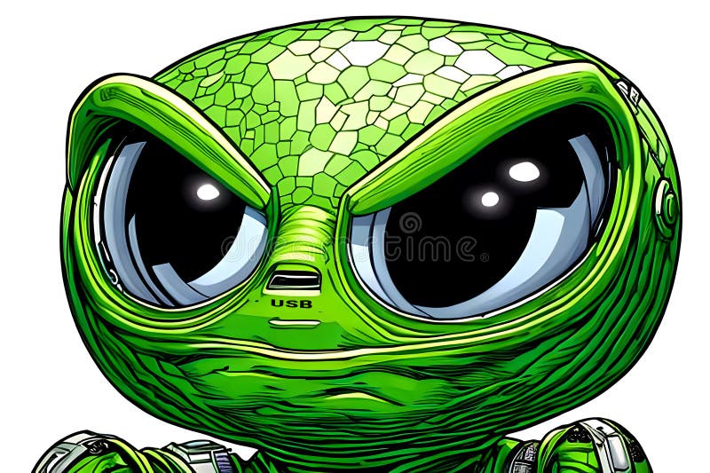 Green Bionic Alien with USB Socket Stock Illustration - Illustration of ...