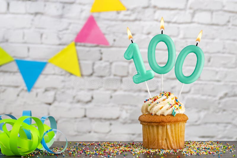 Green Birthday Candle - Candle Number 100 Stock Image - Image of ...