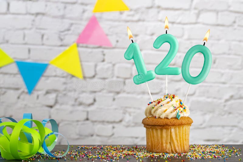 Green Birthday Candle - Candle Number 120 Stock Image - Image of flame ...