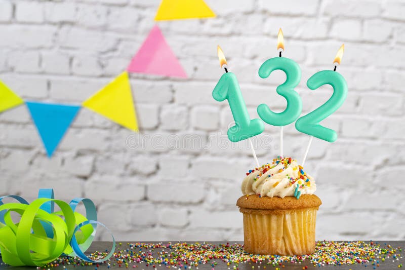 Green Birthday Candle - Candle Number 132 Stock Image - Image of meal ...