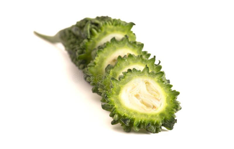 A Green Bitter Gourd Melon Isolated on a White Background Stock Photo ...