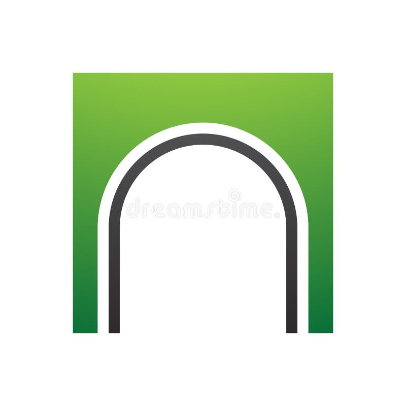 Green and Black Arch Shaped Letter N Icon Stock Vector - Illustration ...