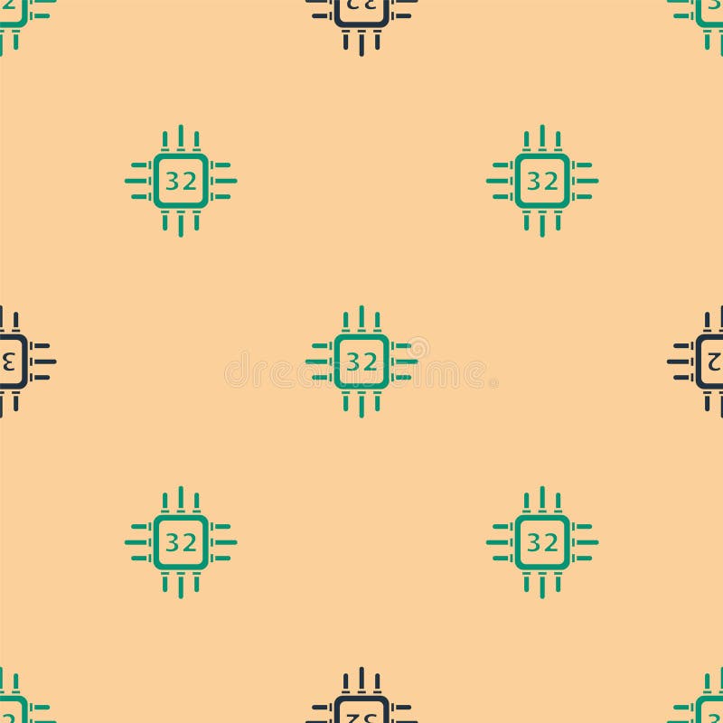 Green and Black Computer Processor with Microcircuits CPU Icon Isolated Seamless Pattern on ...