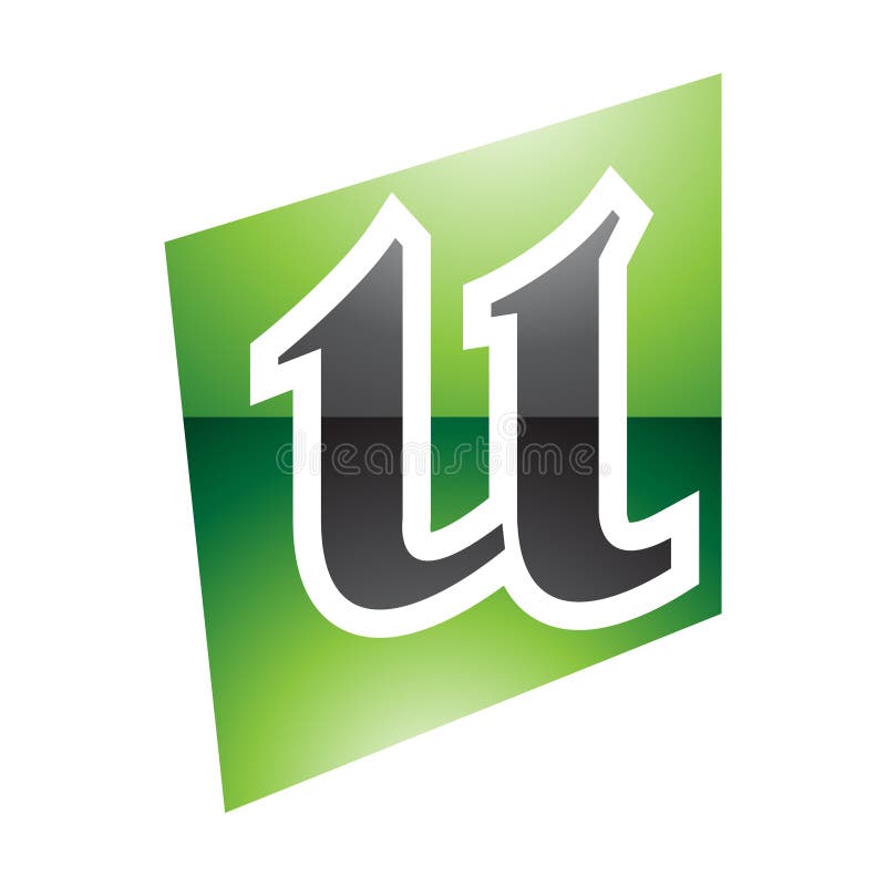 Green and Black Glossy Distorted Square Shaped Letter U Icon Stock ...