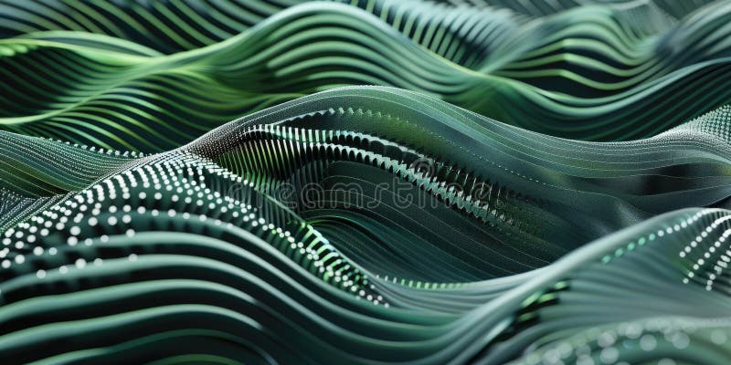 Green and Black Glowing 3D Rendering of Parametric Sound Waves AIG51A ...