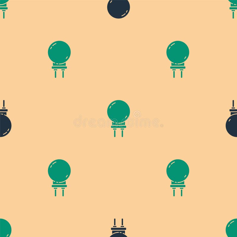 Green and Black Light Emitting Diode Icon Isolated Seamless Pattern on ...