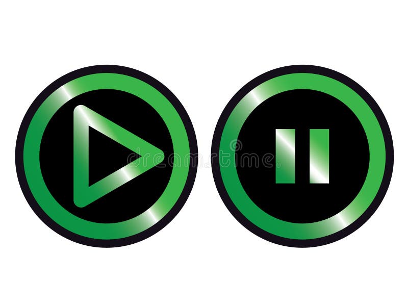 Green Black Play Pause Button Icon Vector Stock Vector - Illustration ...