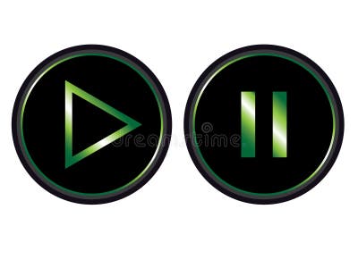 Green Black Play Pause Button Icon Vector Stock Vector - Illustration ...