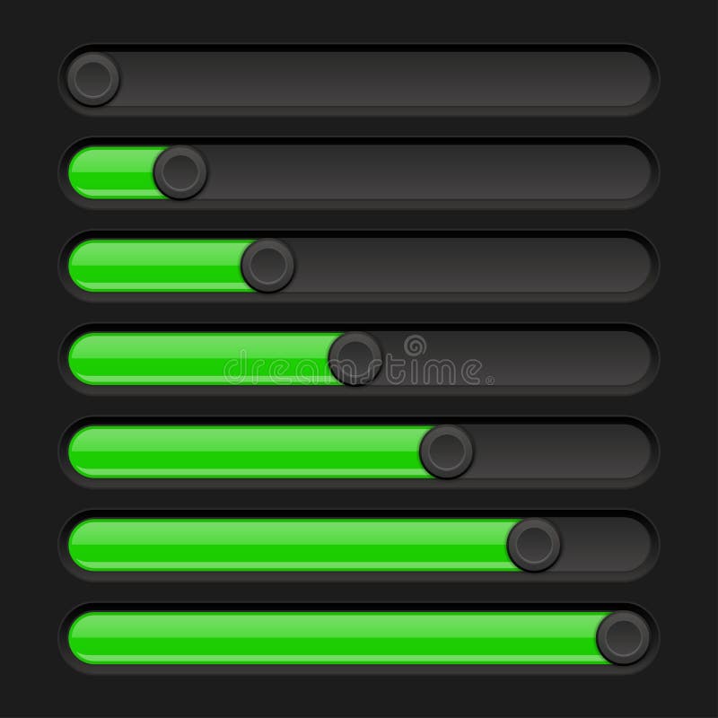 Slider Bars. Set of Gray Volume Level Console Stock Vector ...