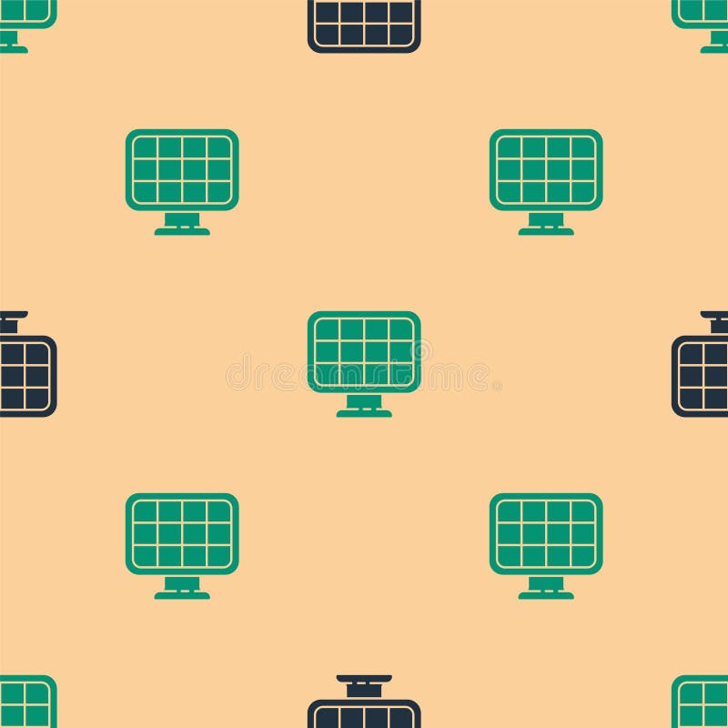 Green and Black Solar Energy Panel Icon Isolated Seamless Pattern on ...