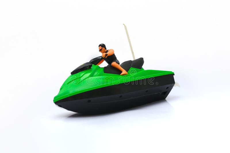 Green and Black Speed Boat Toy Isolated in White Background Stock Photo ...