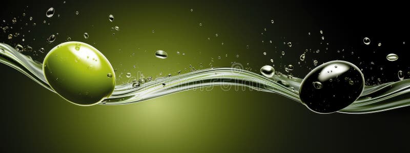 Green and Black Spherical Objects Floating in Water Against a Gradient ...