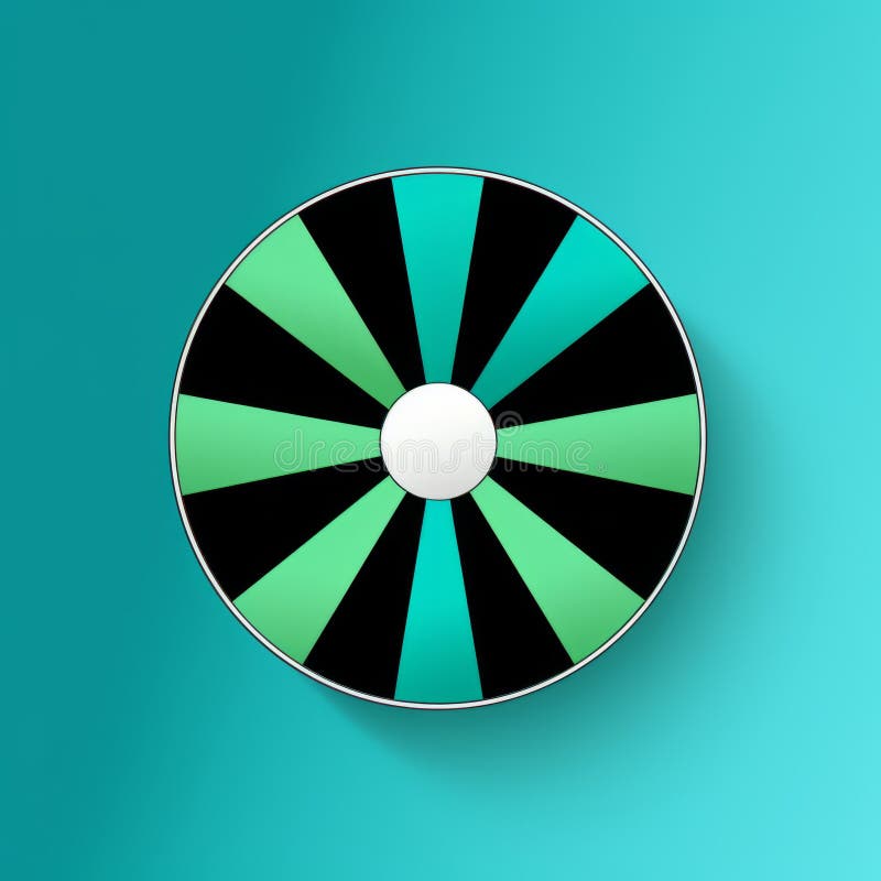 A Green and Black Spinning Wheel on a Turquoise Background Stock ...