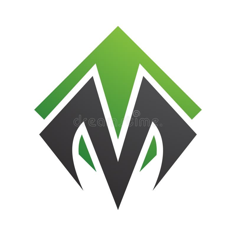 Green and Black Square Diamond Shaped Letter M Icon Stock Vector ...