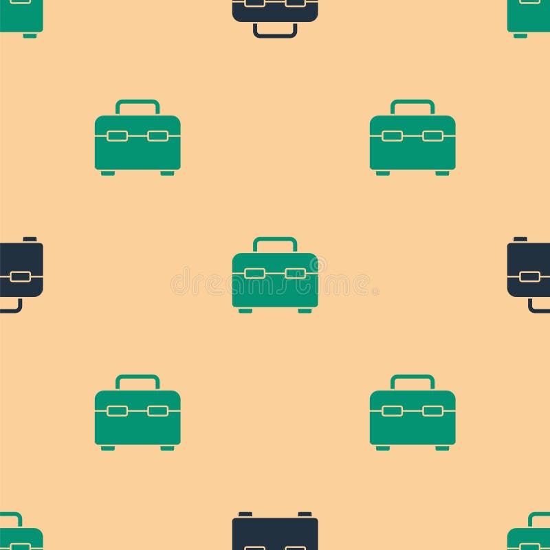 Green and Black Toolbox Icon Isolated Seamless Pattern on Beige ...